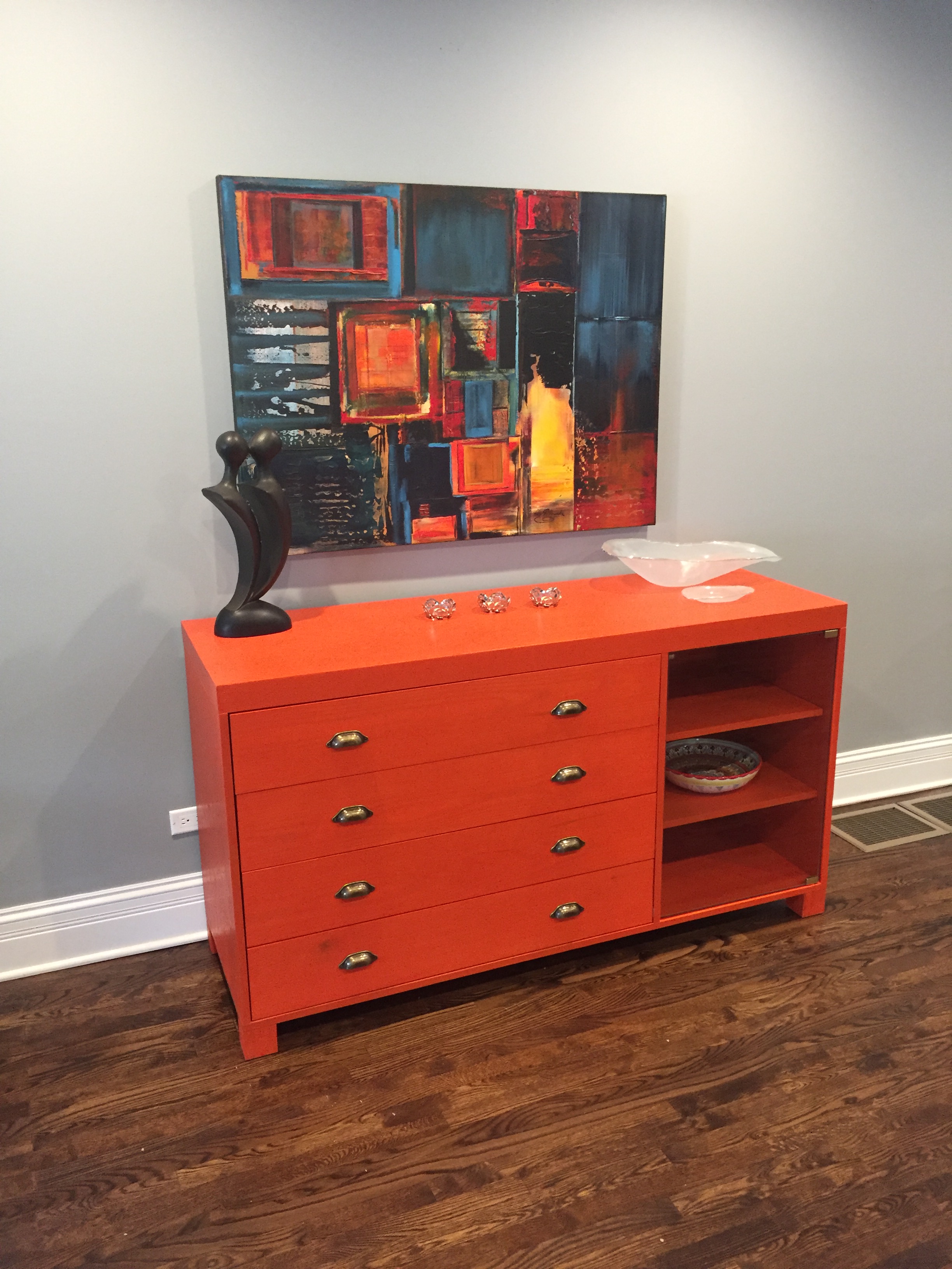 Orange-stained oak sideboard table – residential home remodeling in the ...